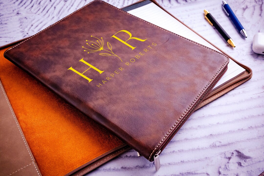 Personalized Leather Portfolio With Zipper, Leather Portfolio Zipper ...