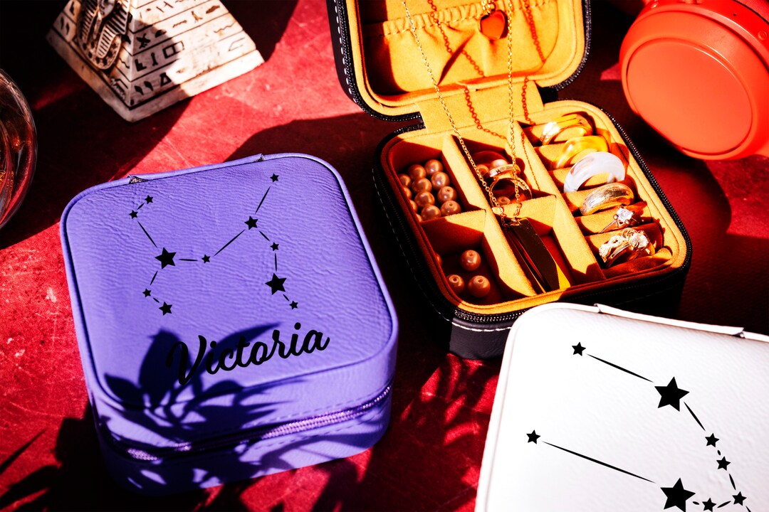 Personalized Zodiac Star Jewelry Case, Custom Zodiac and Leather ...