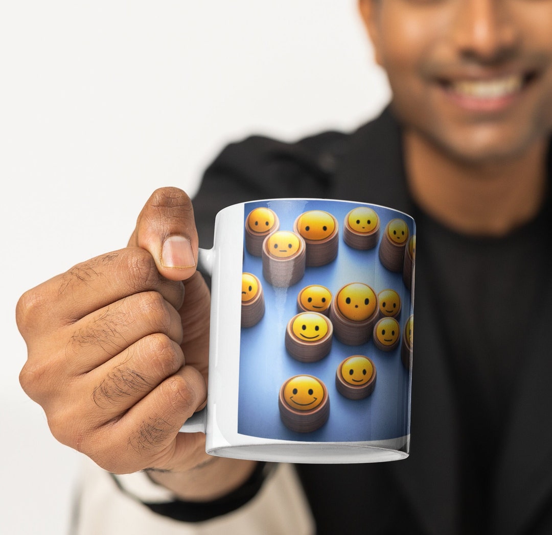 Happy Emoji Coffee Cup, Tea Bagging Mug, Cute Tea Mug, Personal Mug ...