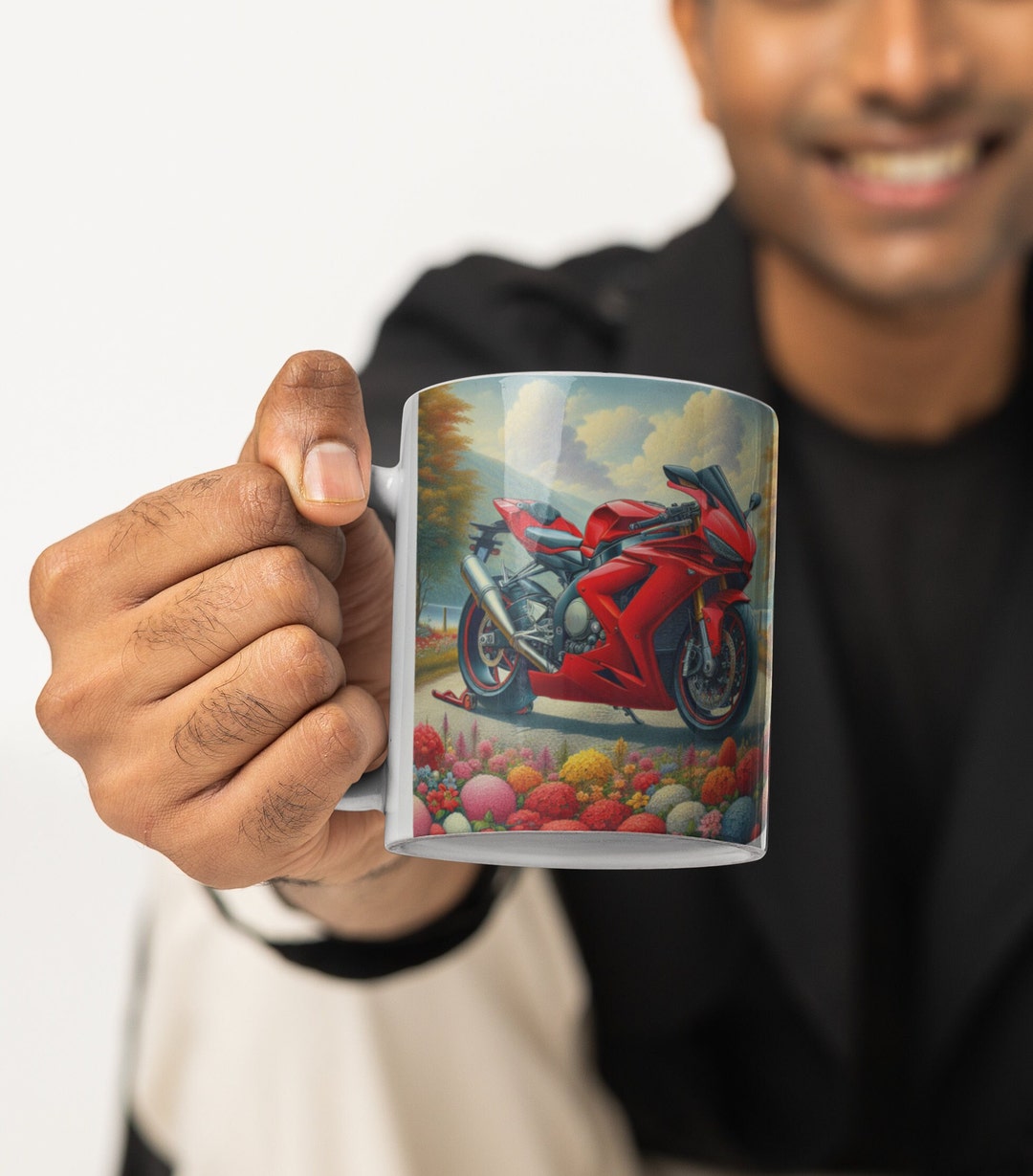 Motorcycle Lover, Dad Motorcycle, Motorcycle Mug, Painting From Photo ...
