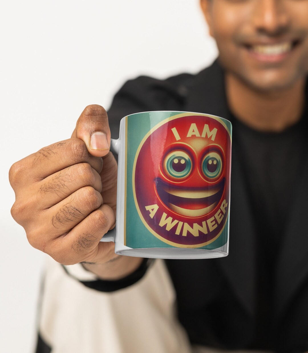 I AM A Winneer Smile Emoji Coffee Cup, Designer Coffee Mug, Tea Mugs ...