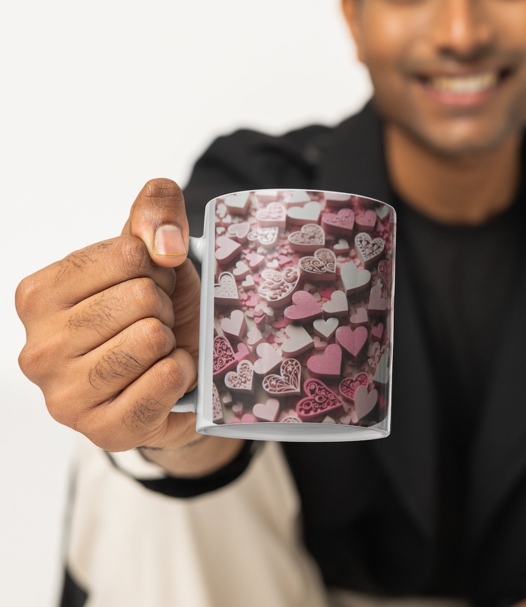 New Heart Design Coffee Mug, Pastel Colors Mug, Painting From Photo ...