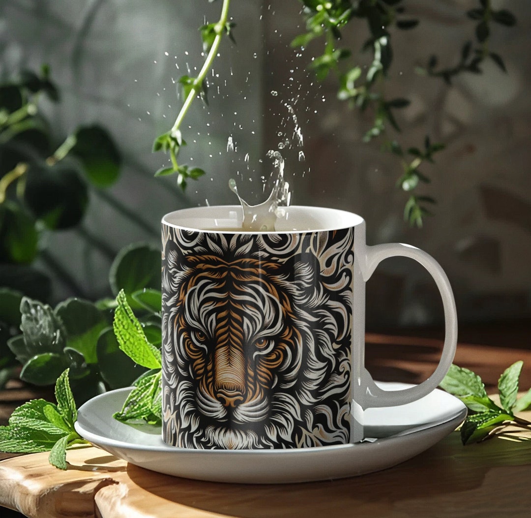Cute Tiger Coffee Mug, Animal Lover Mug, Aiart Coffee Mug, Pretty ...