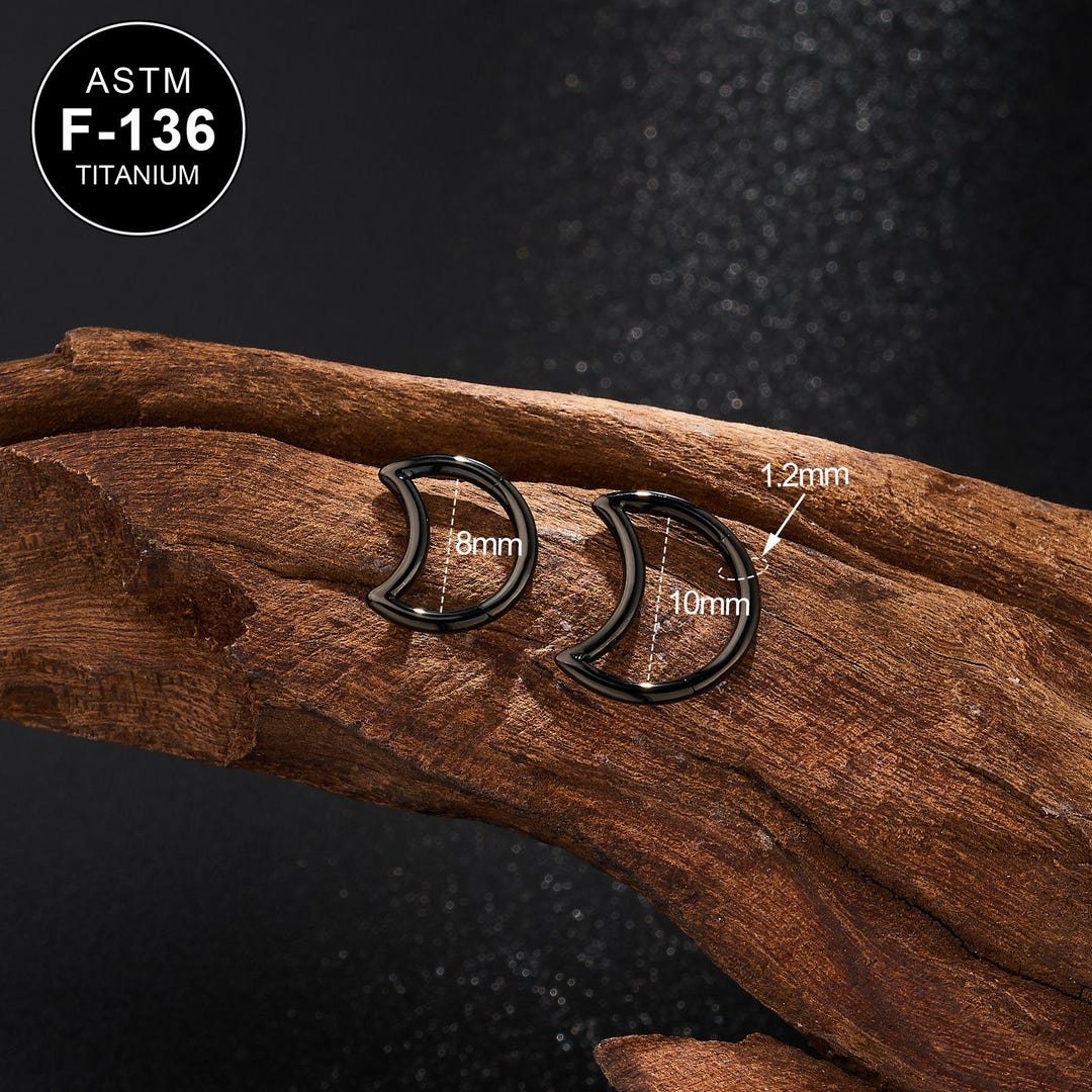 16G TITANIUM Black Moon Daith Ring/cartilage Earring/rook Earring/daith ...