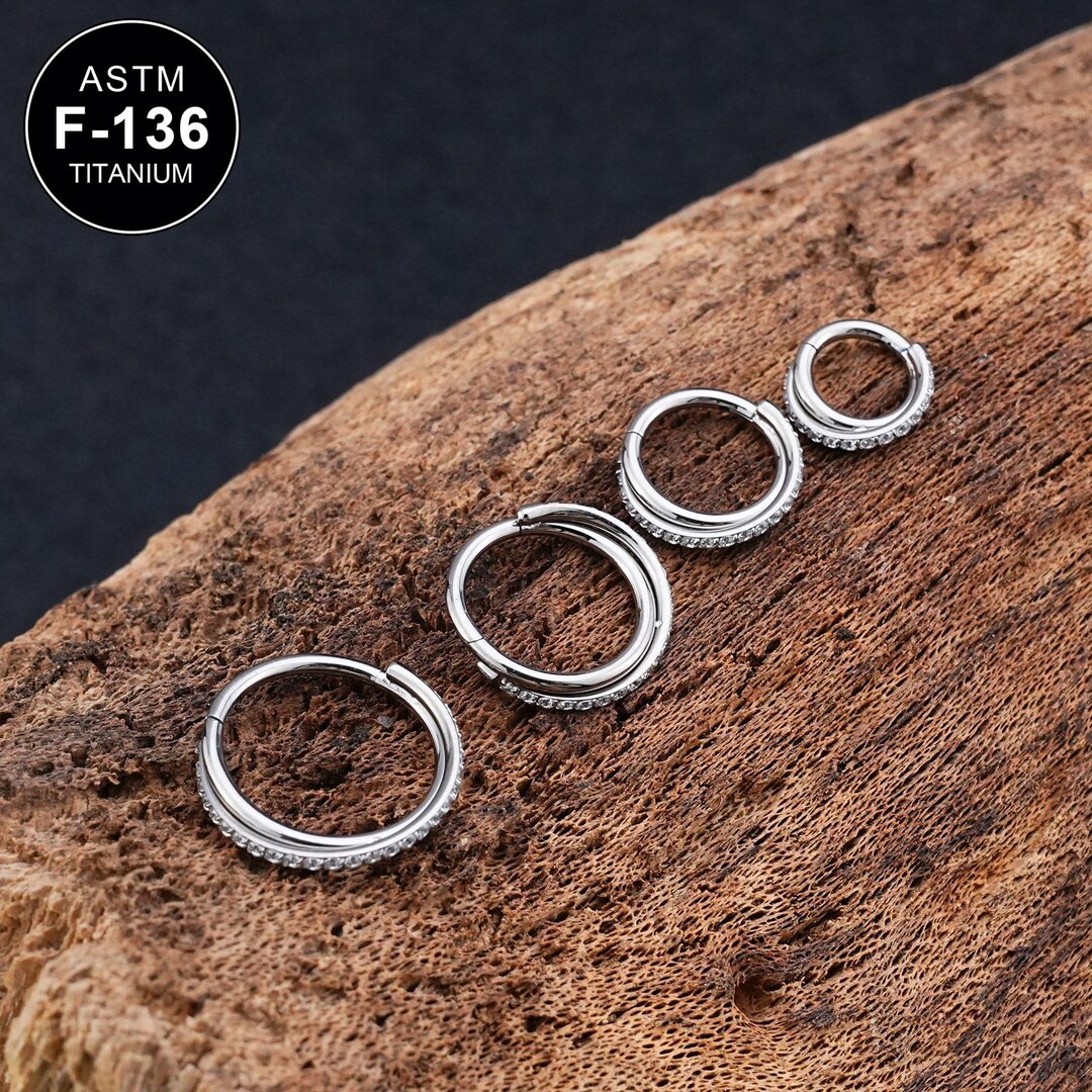 16G Titanium Twisted Hoop CZ Ring/helix Hoop/tragus Hoop/rook Hoop/1pcs ...