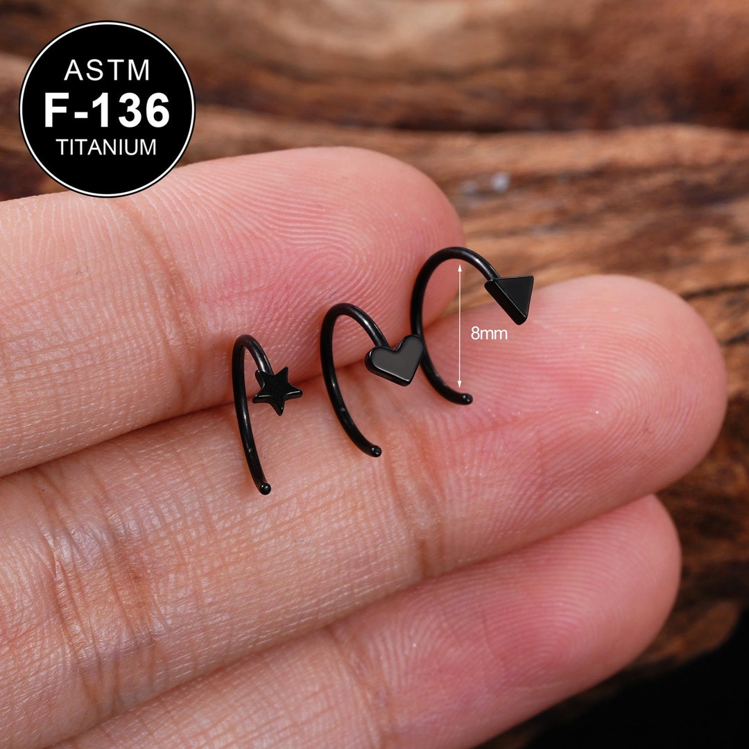 20G Titanium Black Nose Hoop/nose Ring Hoop/nostril Hoops/nose Piercing ...