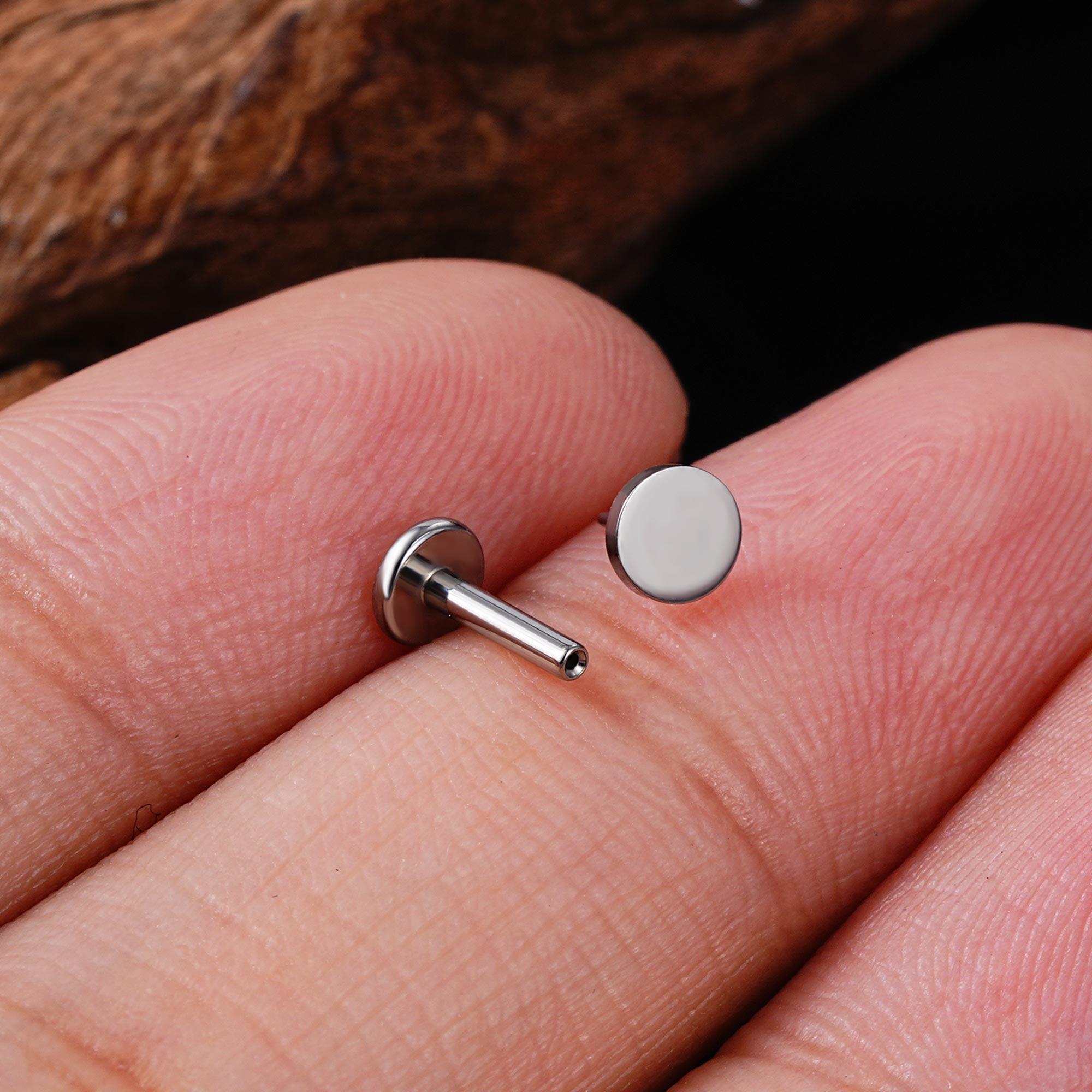 20/18/16G Titanium Tiny Flat Disc Threadless Push Pin Labret Stud/tiny ...