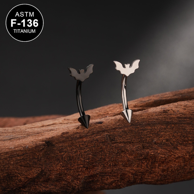 16G Titanium Halloween Bat Spike Rook Curved Barbell/rook Piercing/1pcs ...