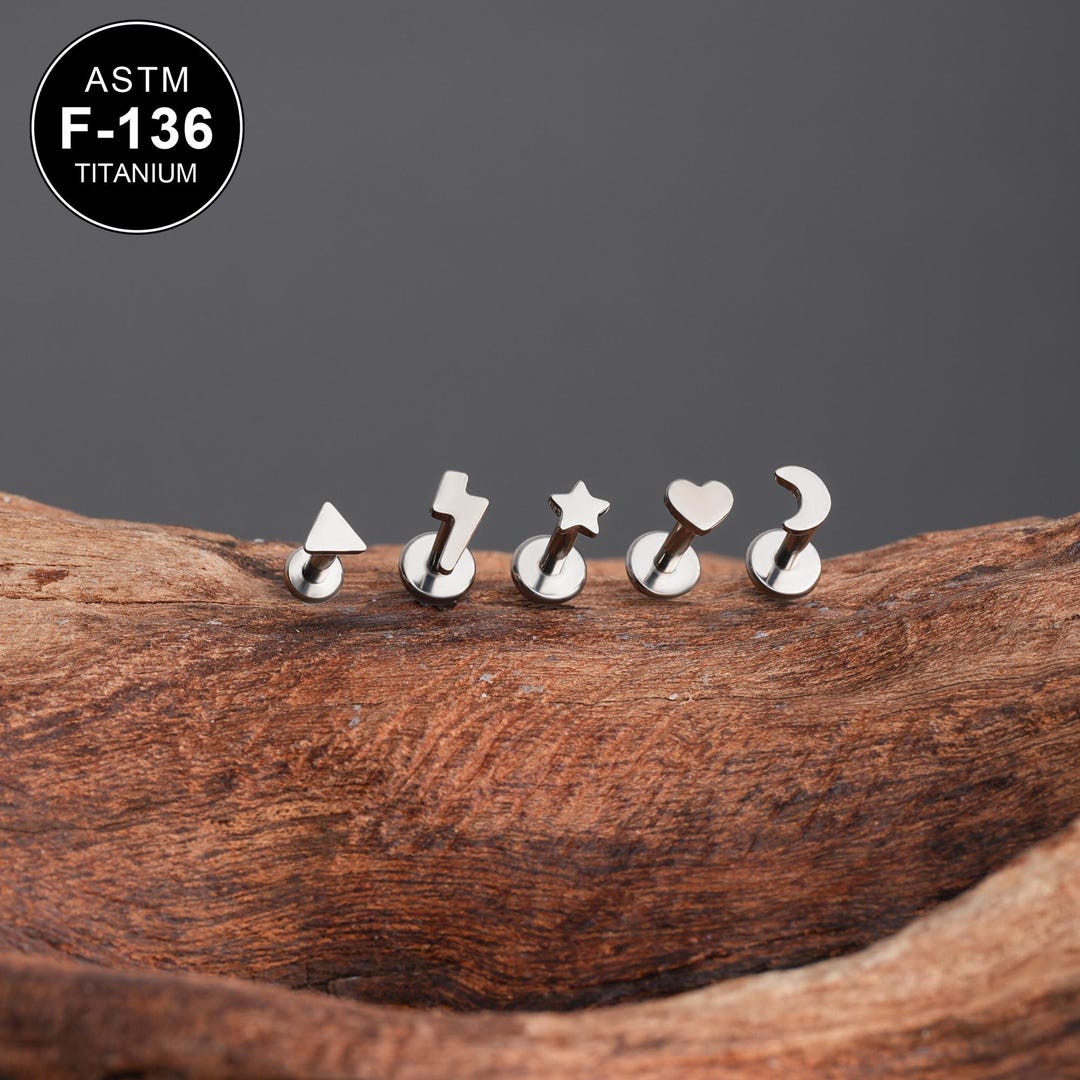 16G Titanium Cute Design Labret Cartilage Stud/internally Threaded ...
