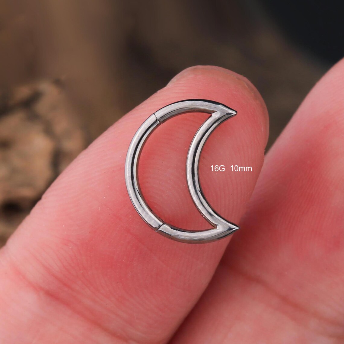 16G TITANIUM Moon Daith Ring/cartilage Earring/rook Earring/daith Piercing/hinged Segment Ring ...