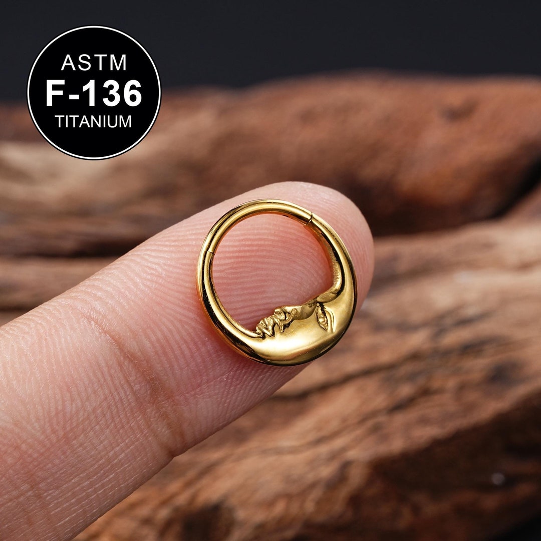 16G Titanium Gold Moon Septum Ring/helix Hoop/tragus Hoop/rook Hoop ...