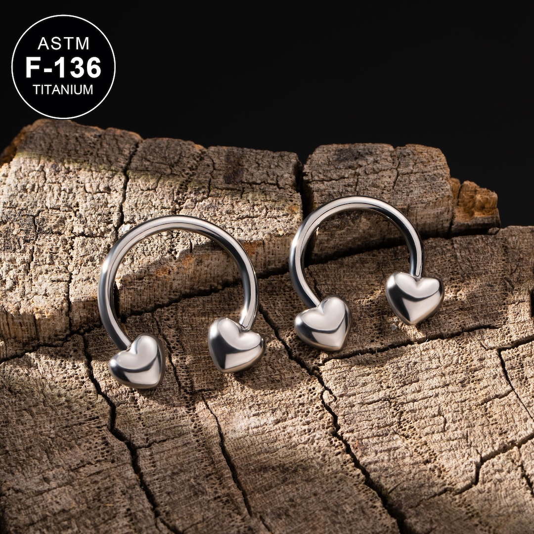 16G TITANIUM Heart Septum Ring/nose Ring/horseshoe Ring/minimalist ...