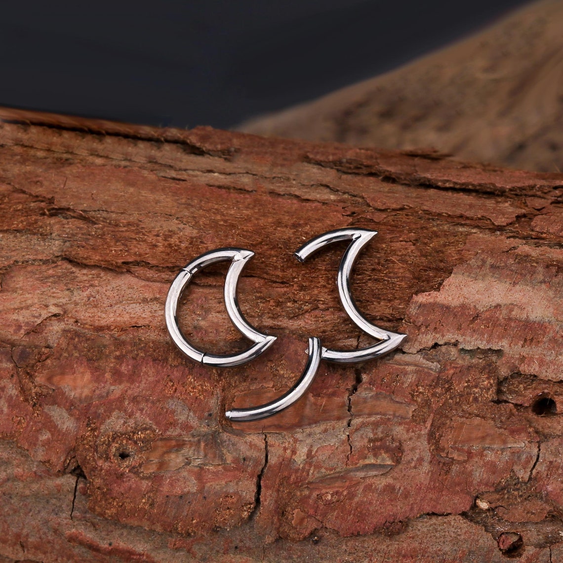 16G TITANIUM Moon Daith Ring/cartilage Earring/rook Earring/daith ...