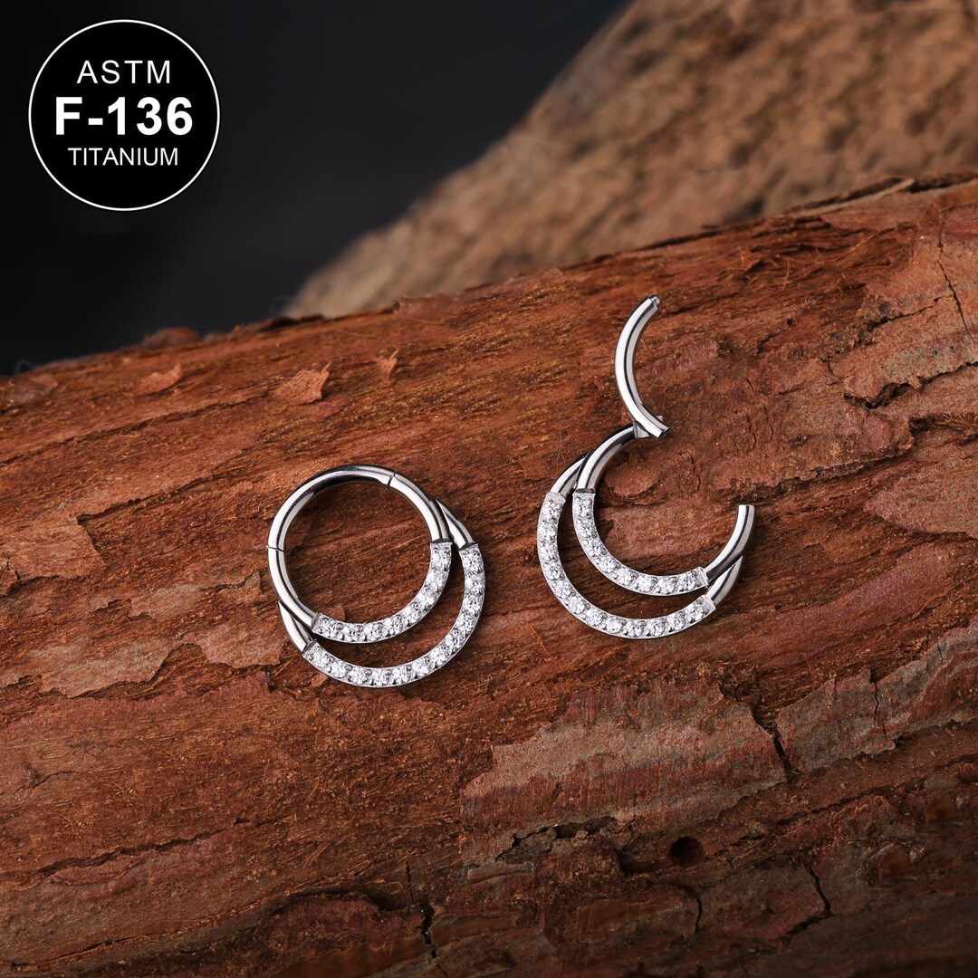 16G Titanium Double Hoop CZ Ring/cartilage Earrings/helix Hoop/daith ...