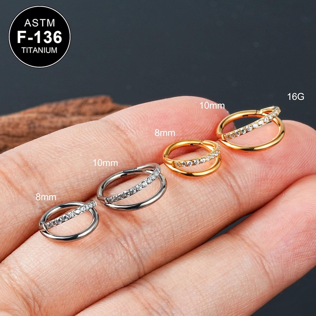16G Titanium Double Hoop CZ Ring/helix Hoop/tragus Hoop/rook Hoop/1pcs ...