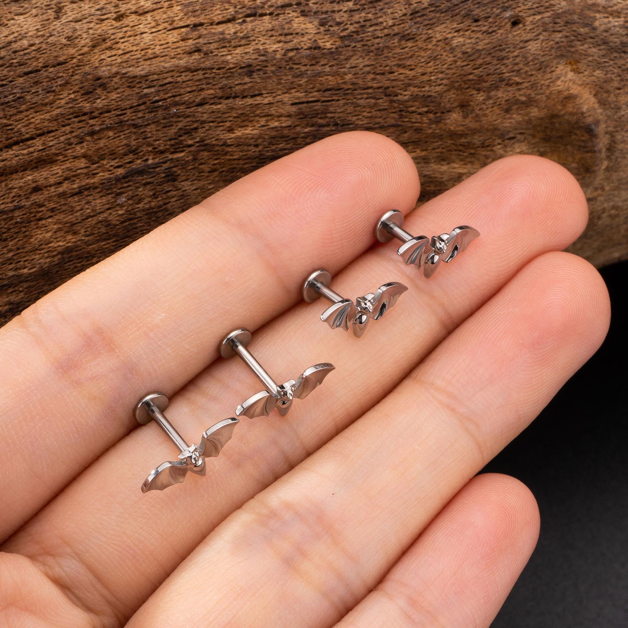 16G Titanium Threadless Bat Cartilage Stud/conch Stud/tragus Stud/flat ...