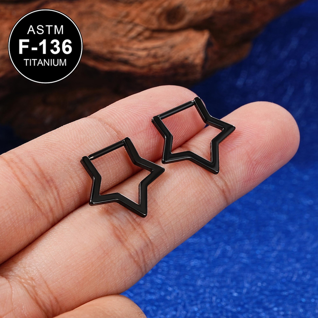 16G Titanium Black Star Septum Ring/septum Jewelry/septum Piercing ...