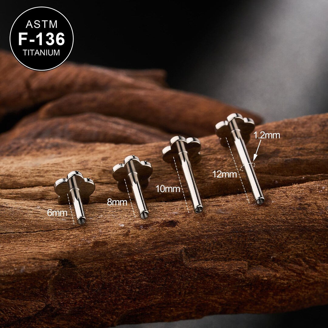 16G Titanium Flower Bottom INTENALLY THREADED Replacement Post/threaded ...
