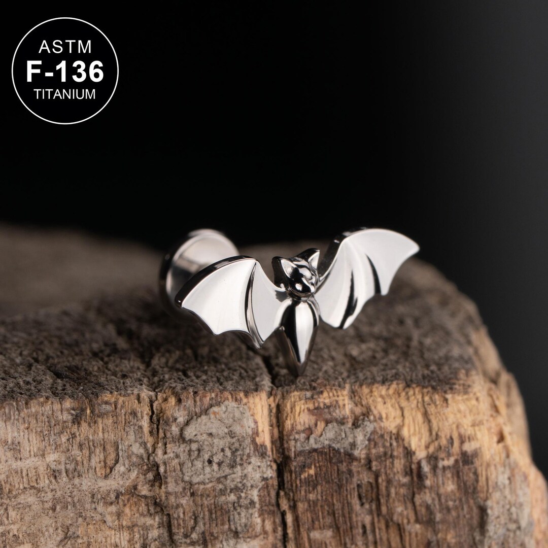 16G Titanium Threadless Bat Cartilage Stud/conch Stud/tragus Stud/flat ...