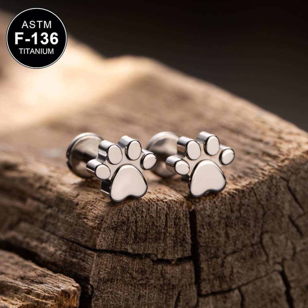 16G Titanium Dog Paw Labret Cartilage Stud/1pcs/cartilage Stud/tragus ...