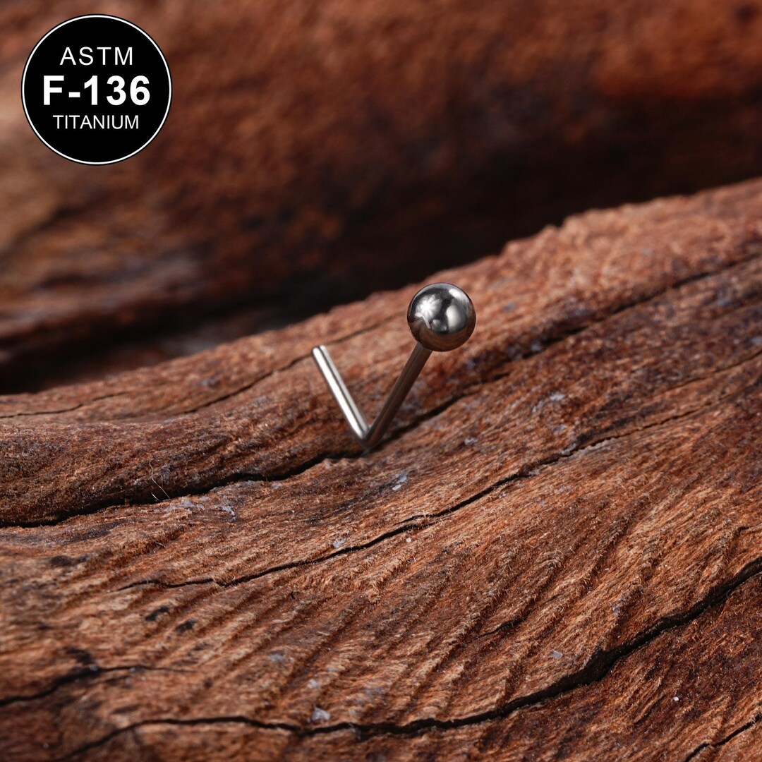 22G Titanium Tiny Bead L-shaped Nose Stud/tiny Nose Ring/nostril ...