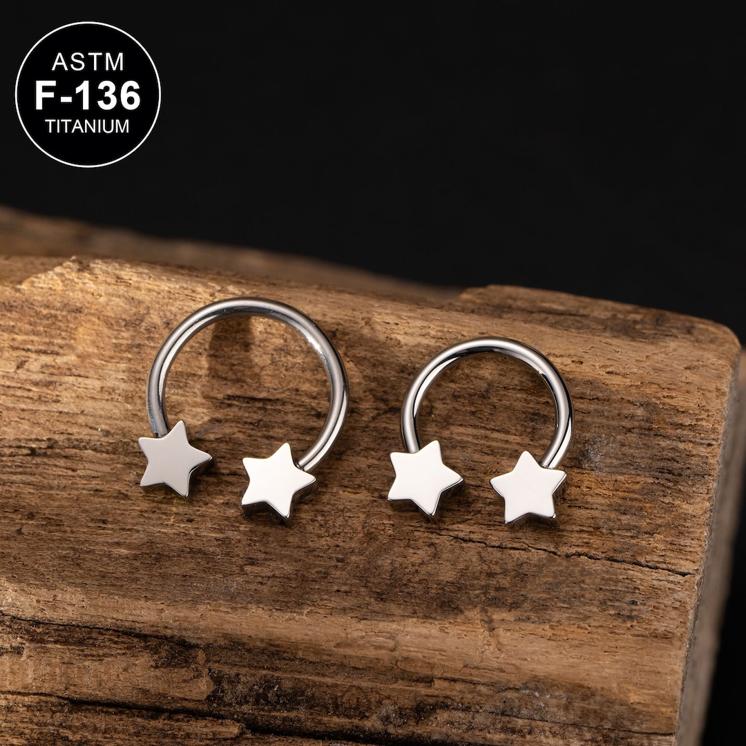 16G F136 TITANIUM Star Horseshoe Ring/septum Ring/daith Earring ...