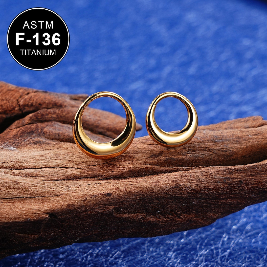 16G Titanium Gold Chunky Septum Ring/hinged Septum Clicker/thick Septum ...