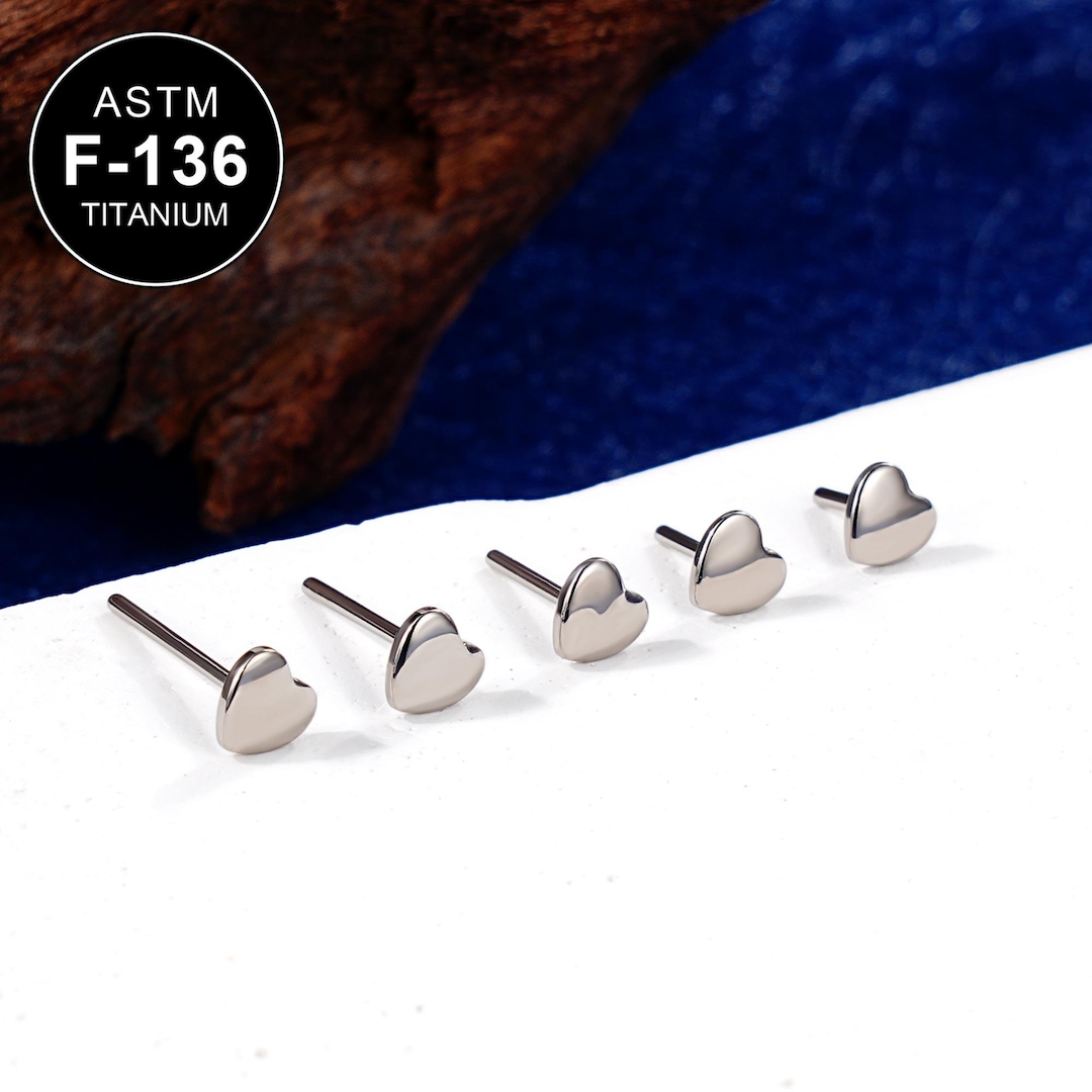 16/18/20G Titanium Heart THREADLESS Replacement Post/threadless Post ...