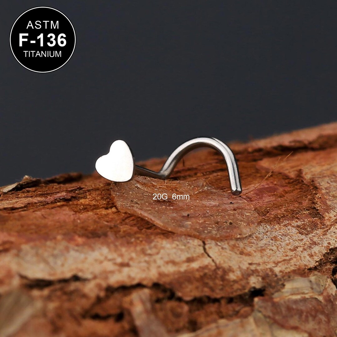 20G Titanium Heart Threadless Nose Screw/nose Stud Rings/nose Stud ...