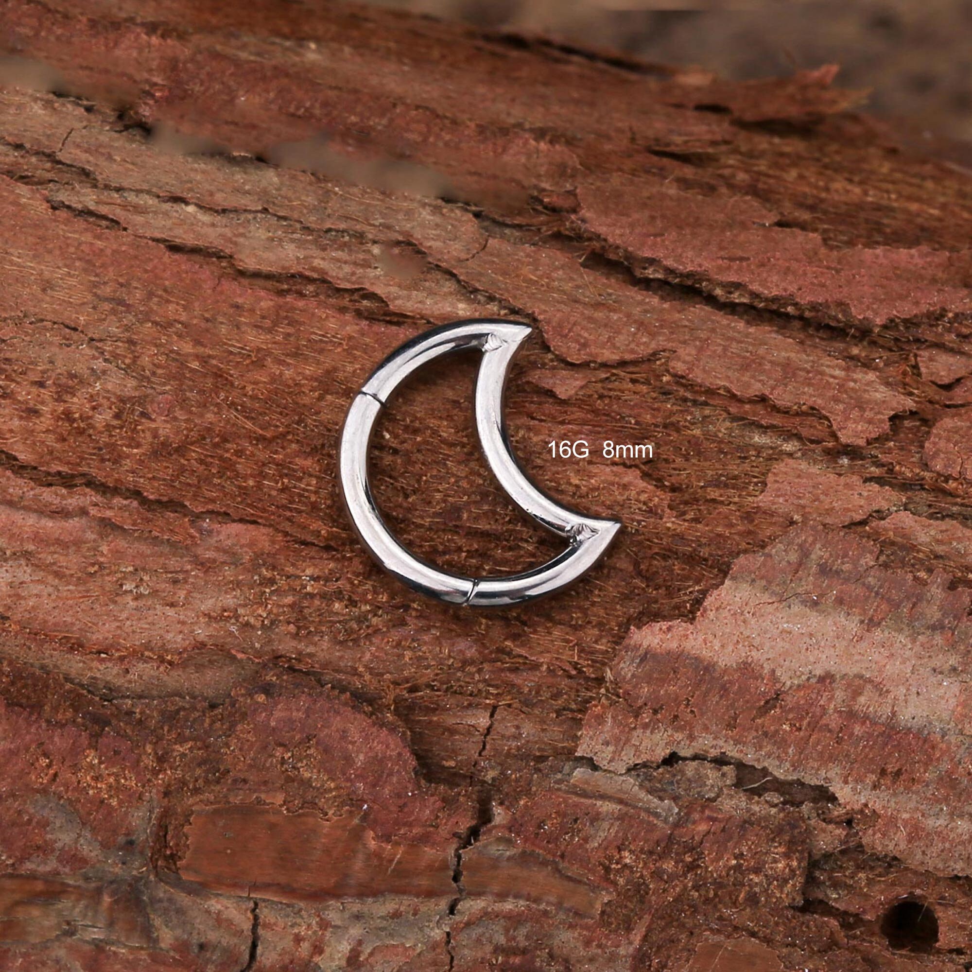 16G TITANIUM Moon Daith Ring/cartilage Earring/rook Earring/daith ...