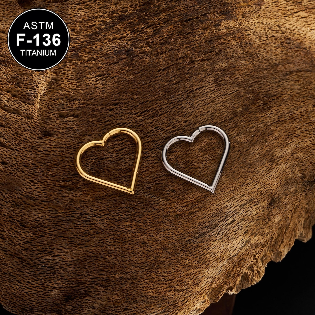 16G Titanium Heart Shape Septum Ring/helix Hoop/tragus Hoop/rook Hoop ...