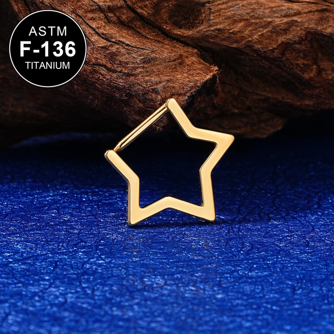 16G Titanium Gold Star Septum Ring/septum Jewelry/septum Piercing ...