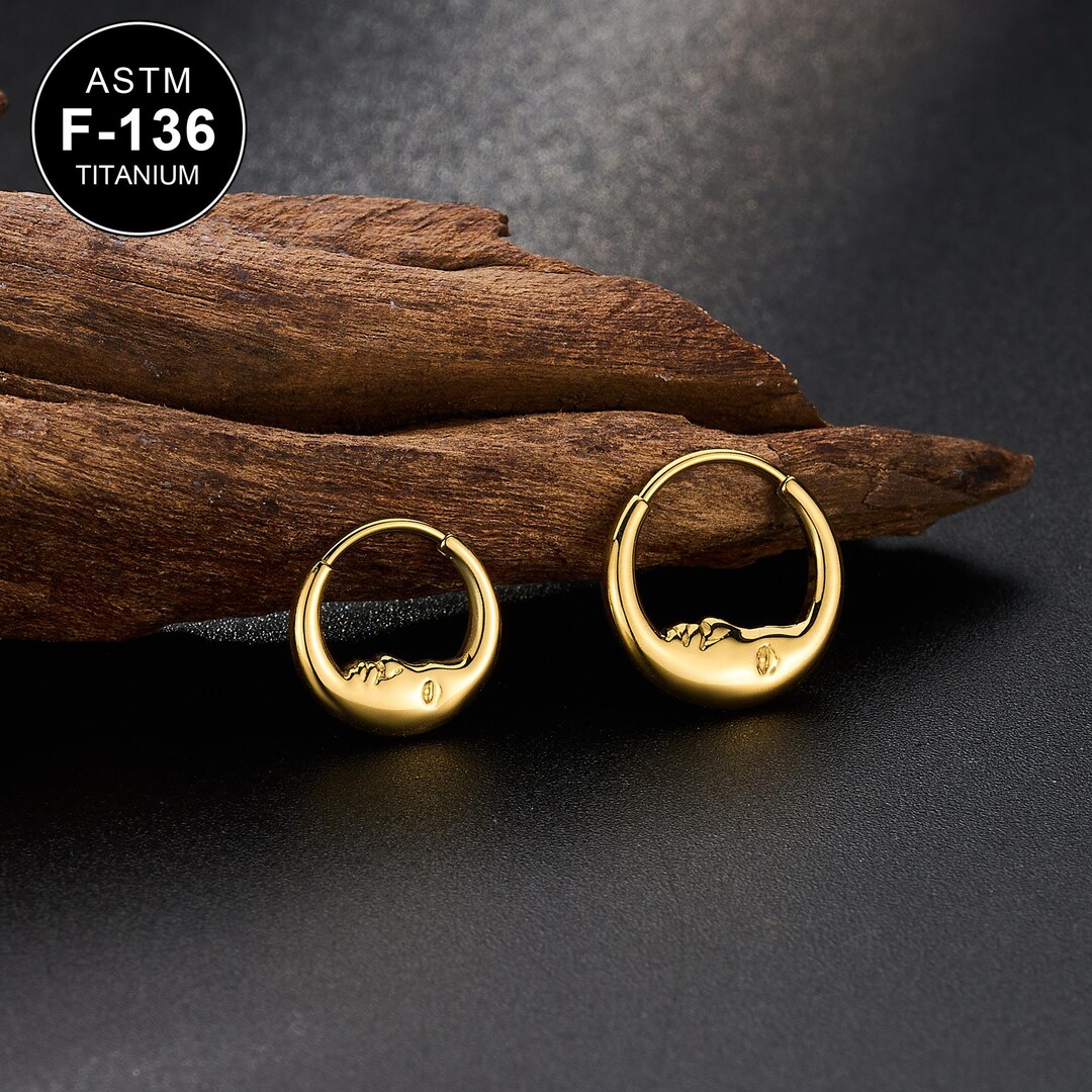20G Titanium Gold Moon Shape Septum Ring/helix Hoop/tragus Hoop/rook ...