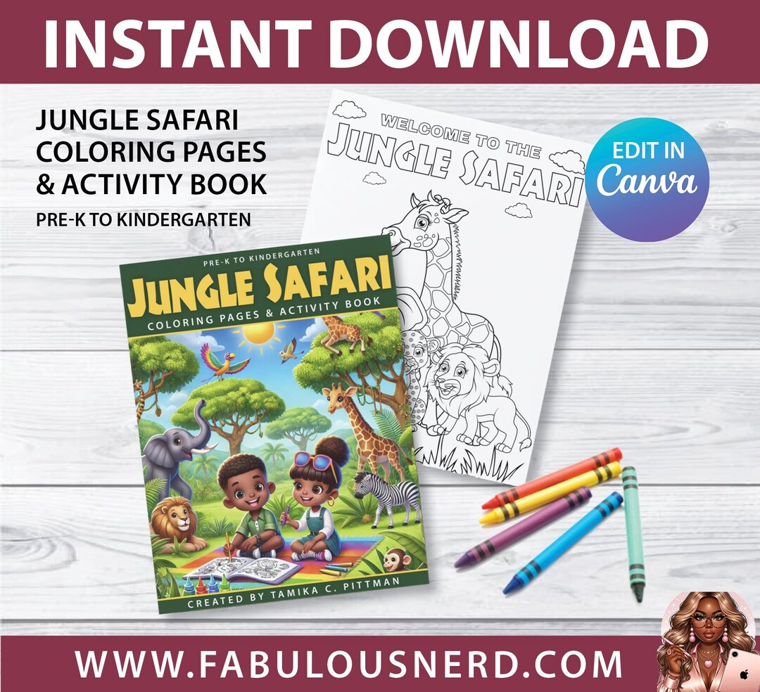 Jungle Safari Coloring Pages Acitivity Book pre-k to Kindergarten - Etsy