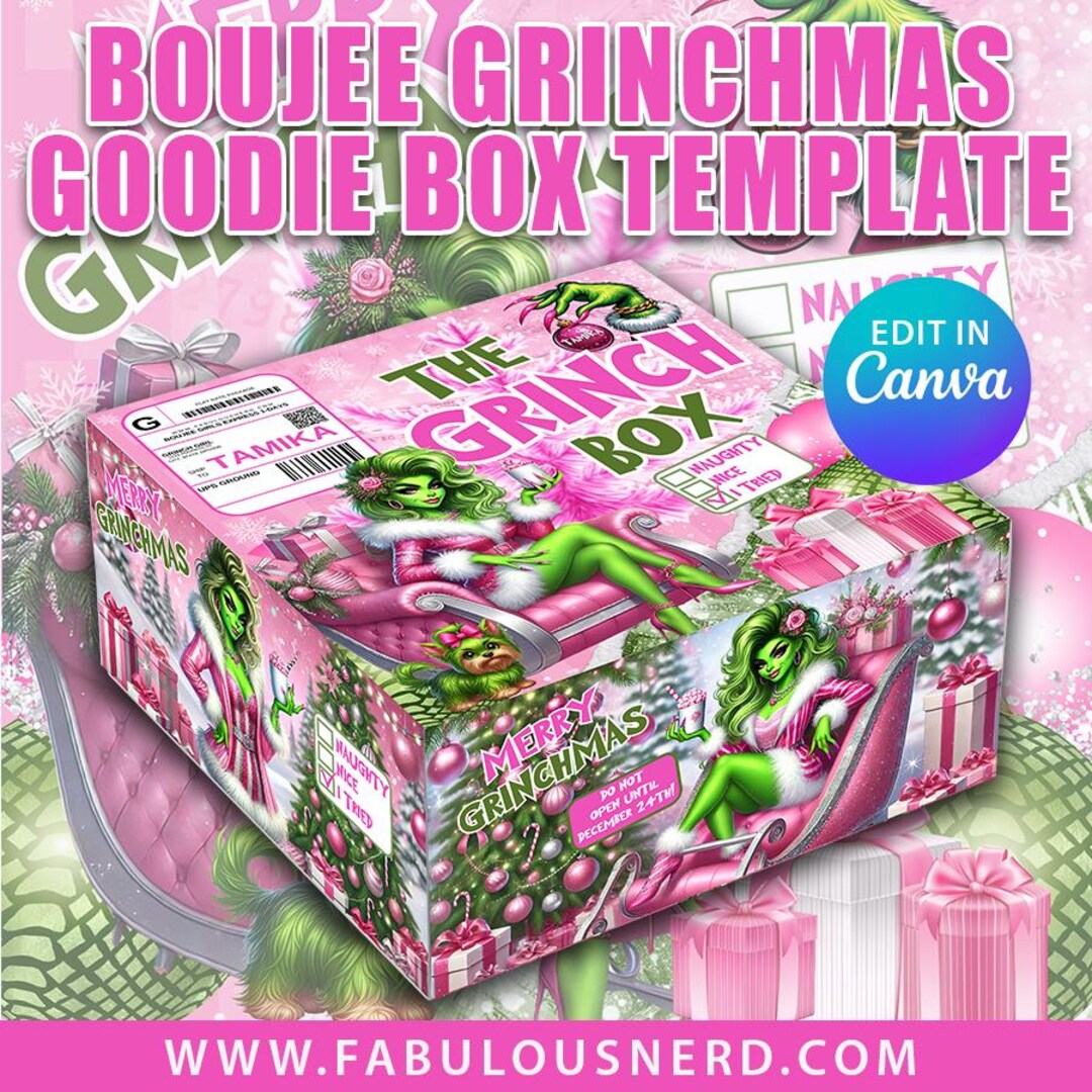 Boujee Grinchmas Goodie Box Template digital File Only - Etsy UK