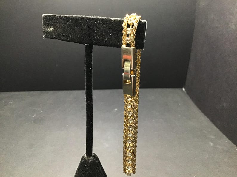 Vintage Gold Tone Rope Chain Rhinestone Bracelet - Etsy
