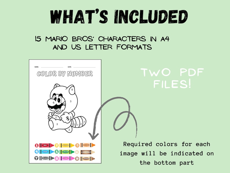 Color by Numbers With Mario Bros! - Etsy