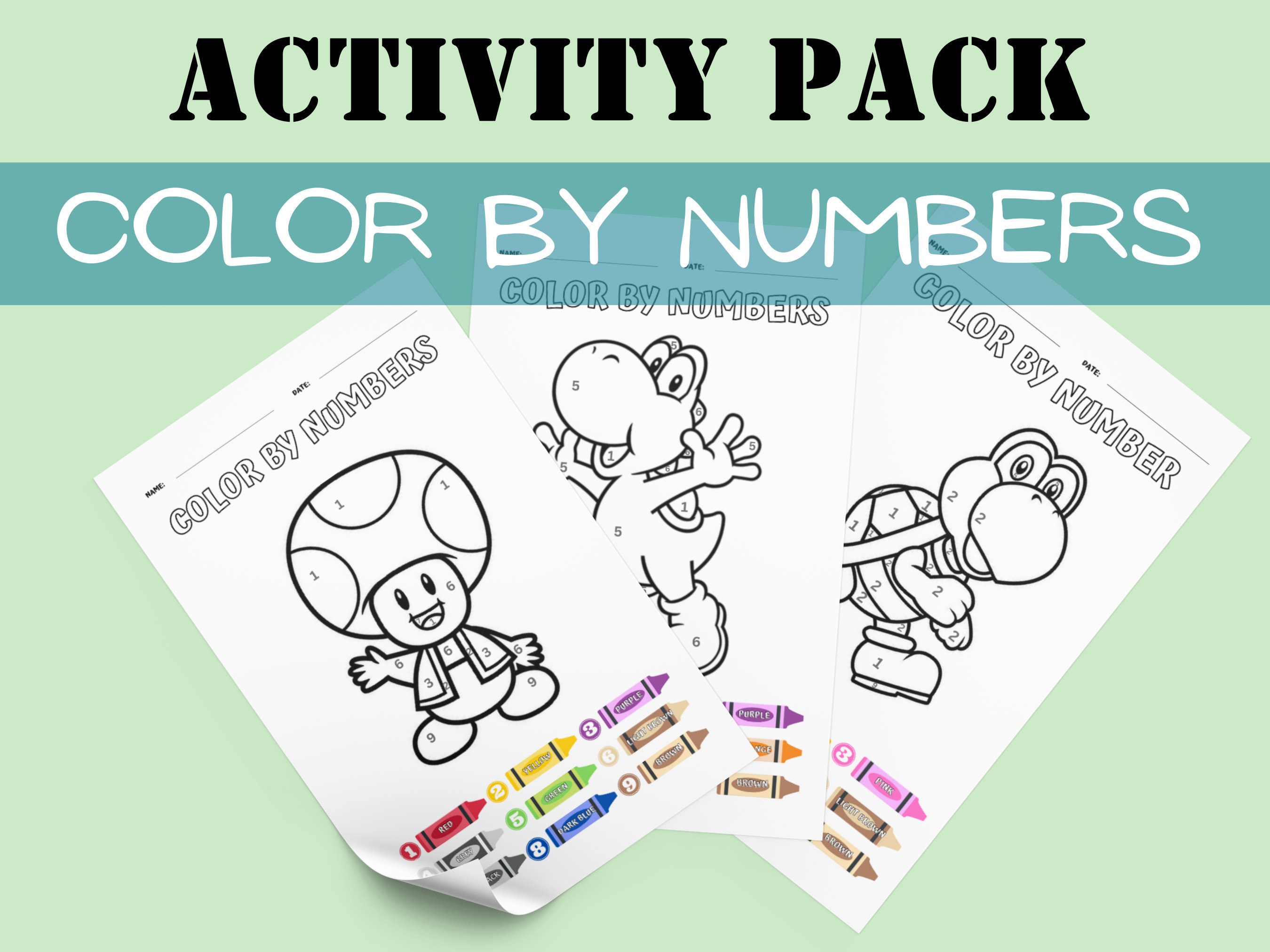 Color by Numbers With Mario Bros! - Etsy