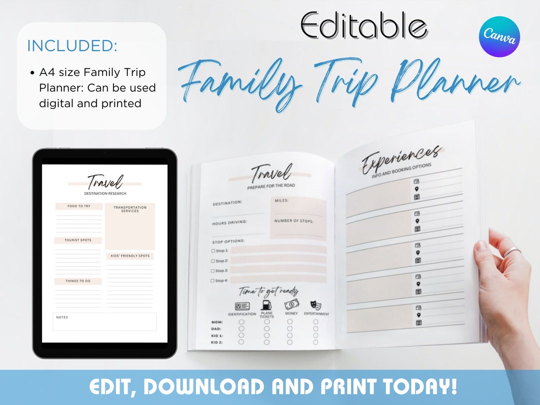 Editable Family Trip Planner: Digital and Printable - Etsy