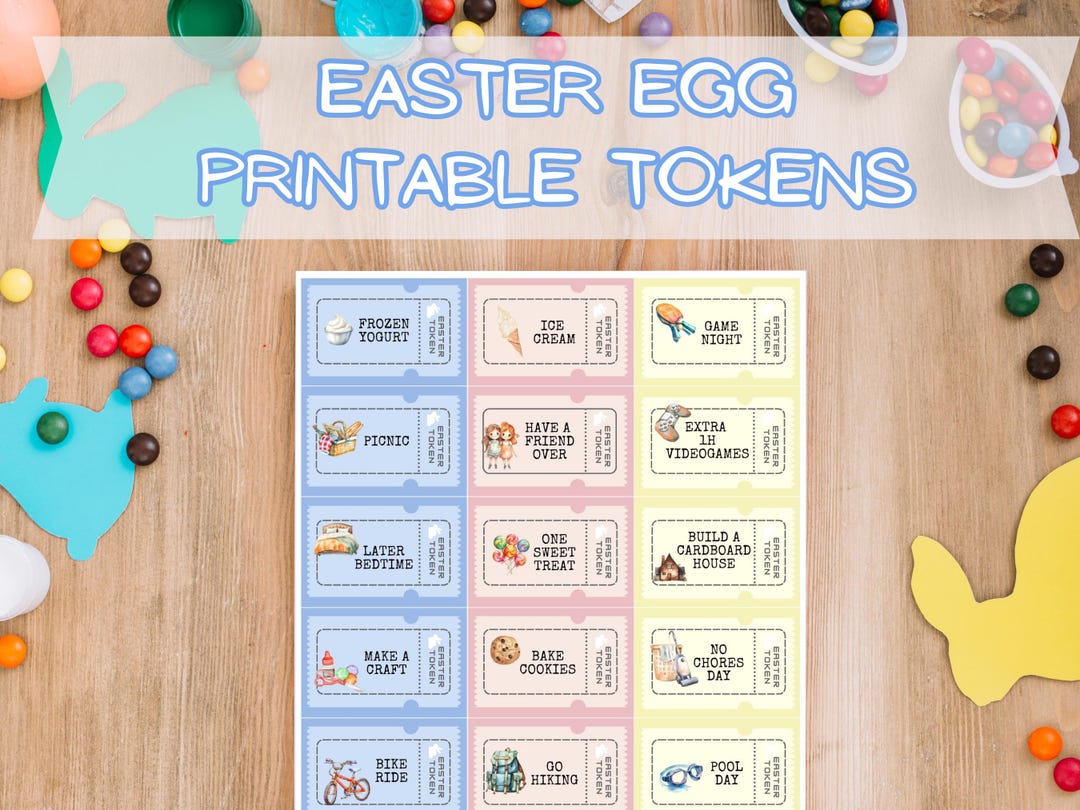 Printable Easter Egg Hunt Tokens / Egg Hunt Coupons / Pre-filled and ...