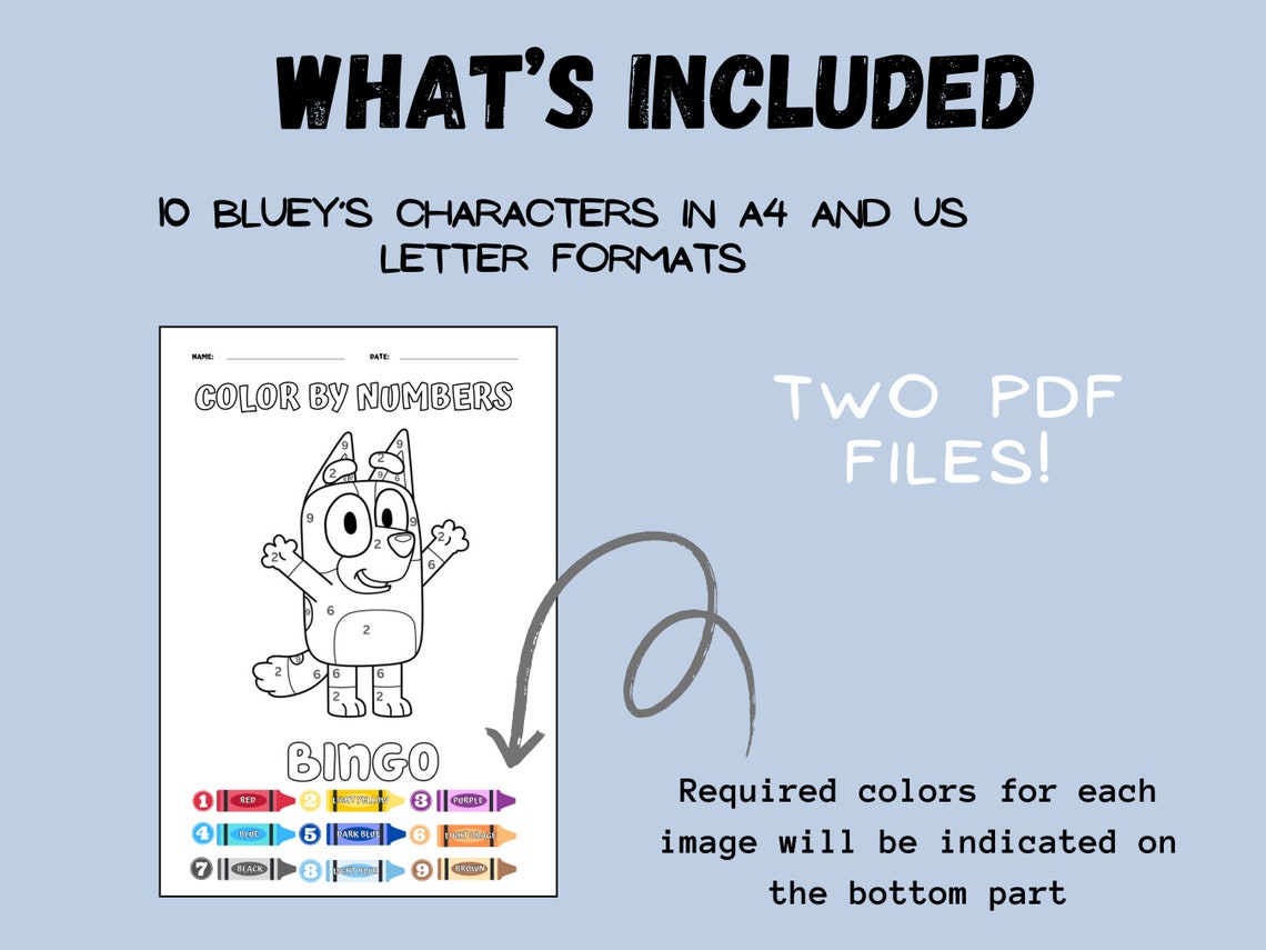 Color by Numbers With Bluey Kids! - Etsy