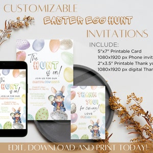 Editable Easter Egg Hunt Invitation Template, Printable and Digital ...