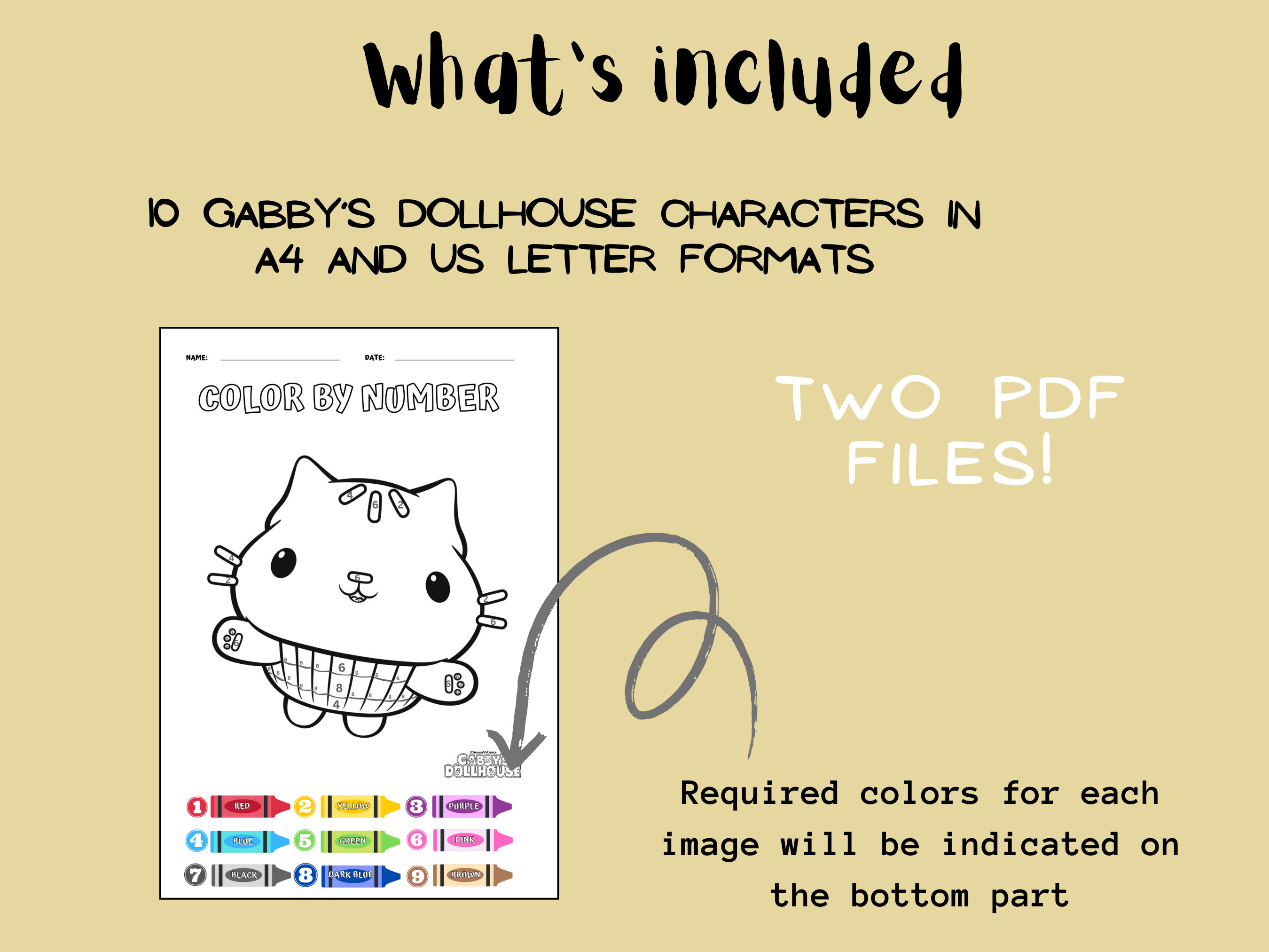 Color by Numbers With Gabby Cats! - Etsy