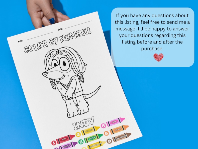 Color by Numbers With Bluey Kids! - Etsy