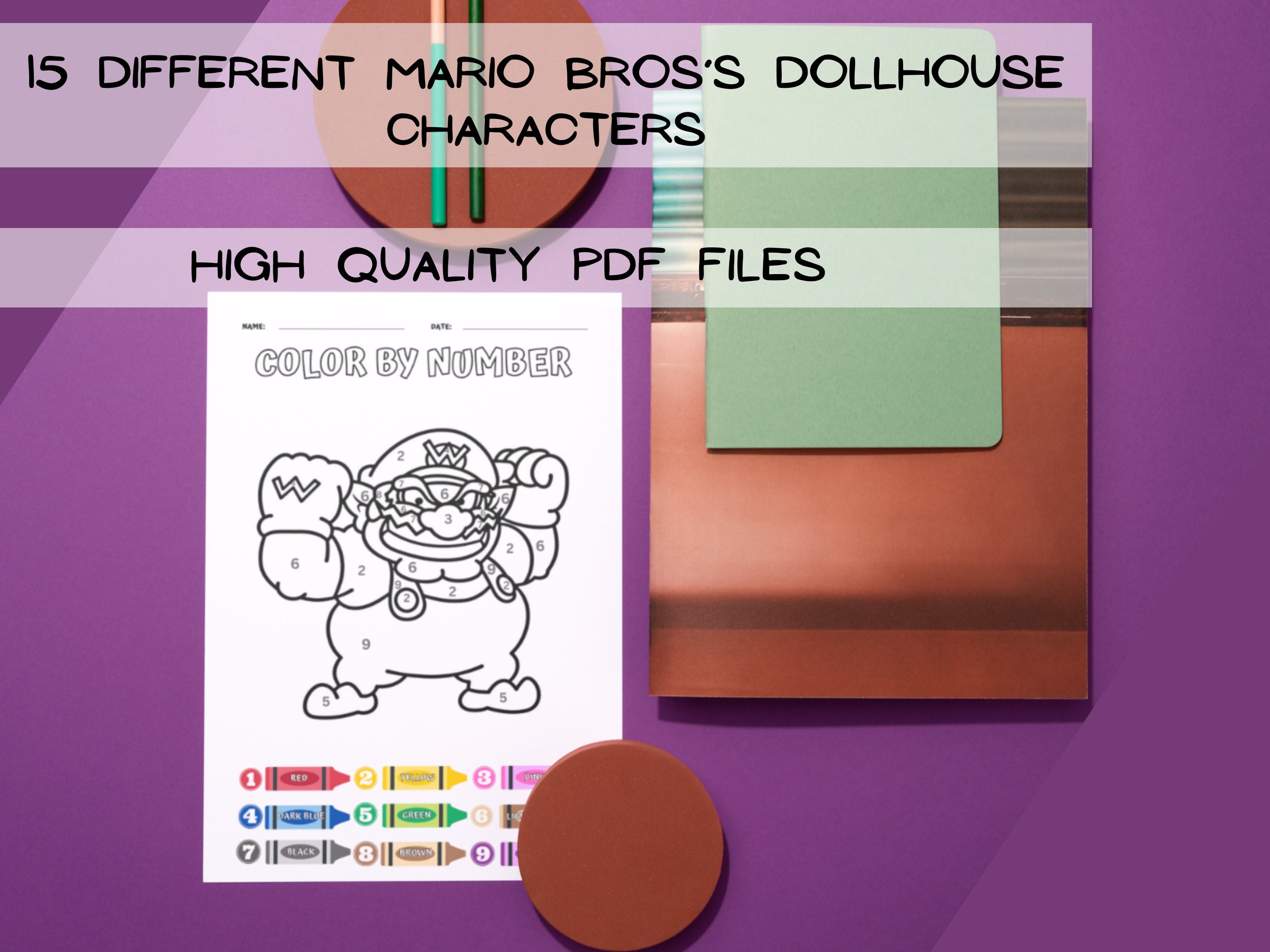 Color by Numbers With Mario Bros! - Etsy