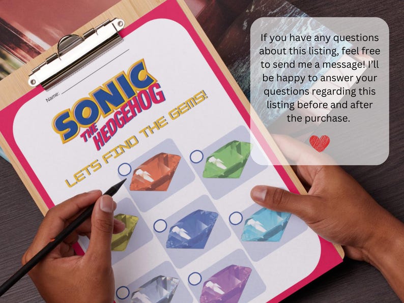 Sonic Gems Scavenger Hunt Activity Pack - Etsy