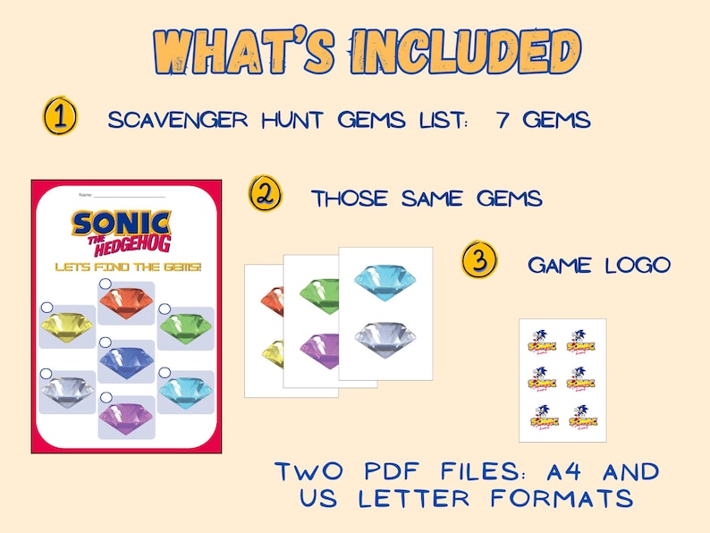 Sonic Gems Scavenger Hunt Activity Pack - Etsy