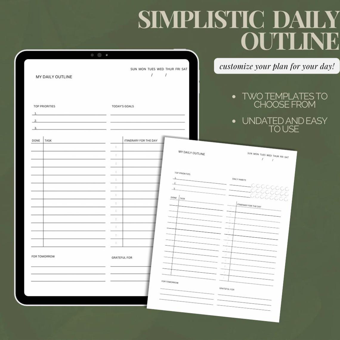 Simplistic Daily Outline - Etsy