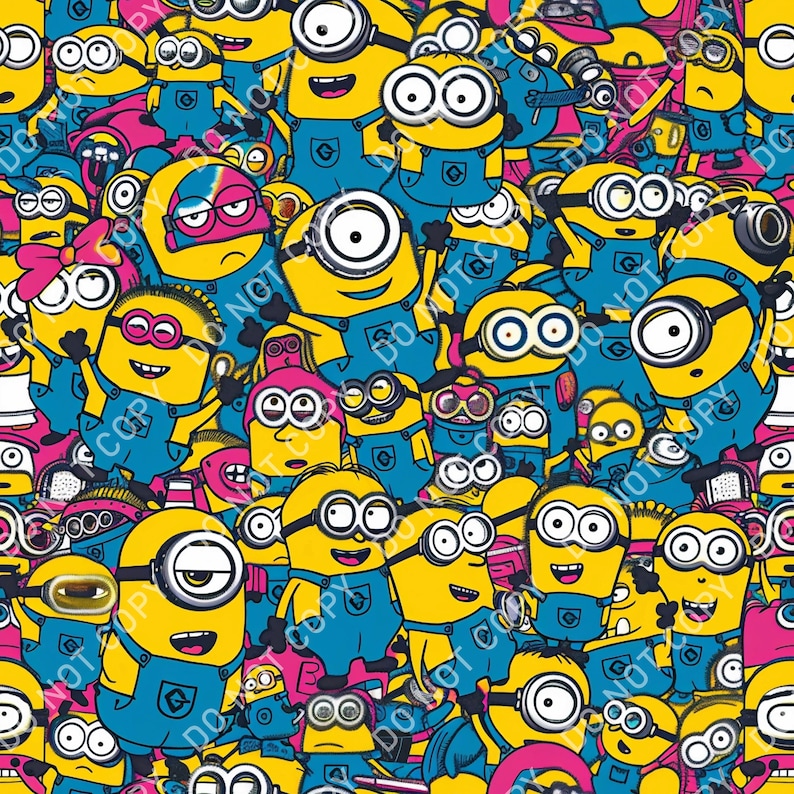 Minions Digital Papers Hand Drawn Doodles Print Seamless Pattern ...