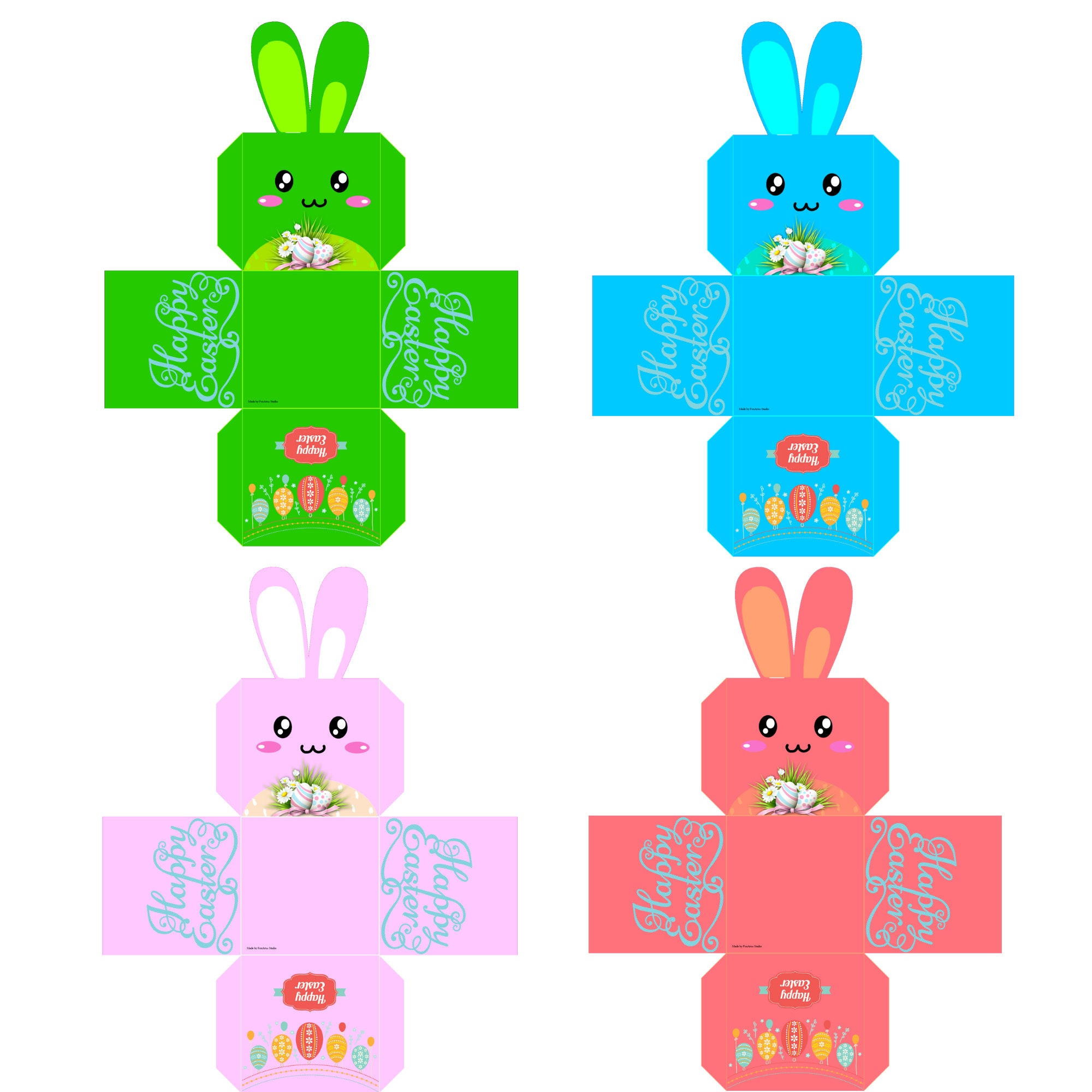 Easter Bunny Box Template DIY Printable Bundle for Handmade Candy ...